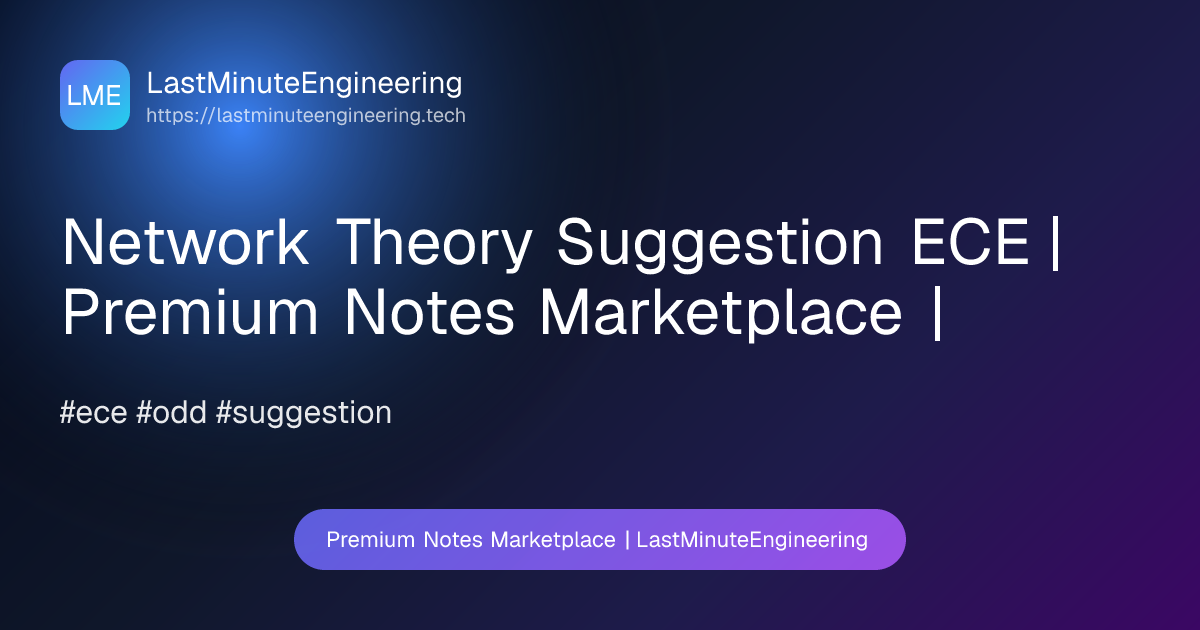 Network Theory Suggestion ECE | Premium Notes Marketplace ...